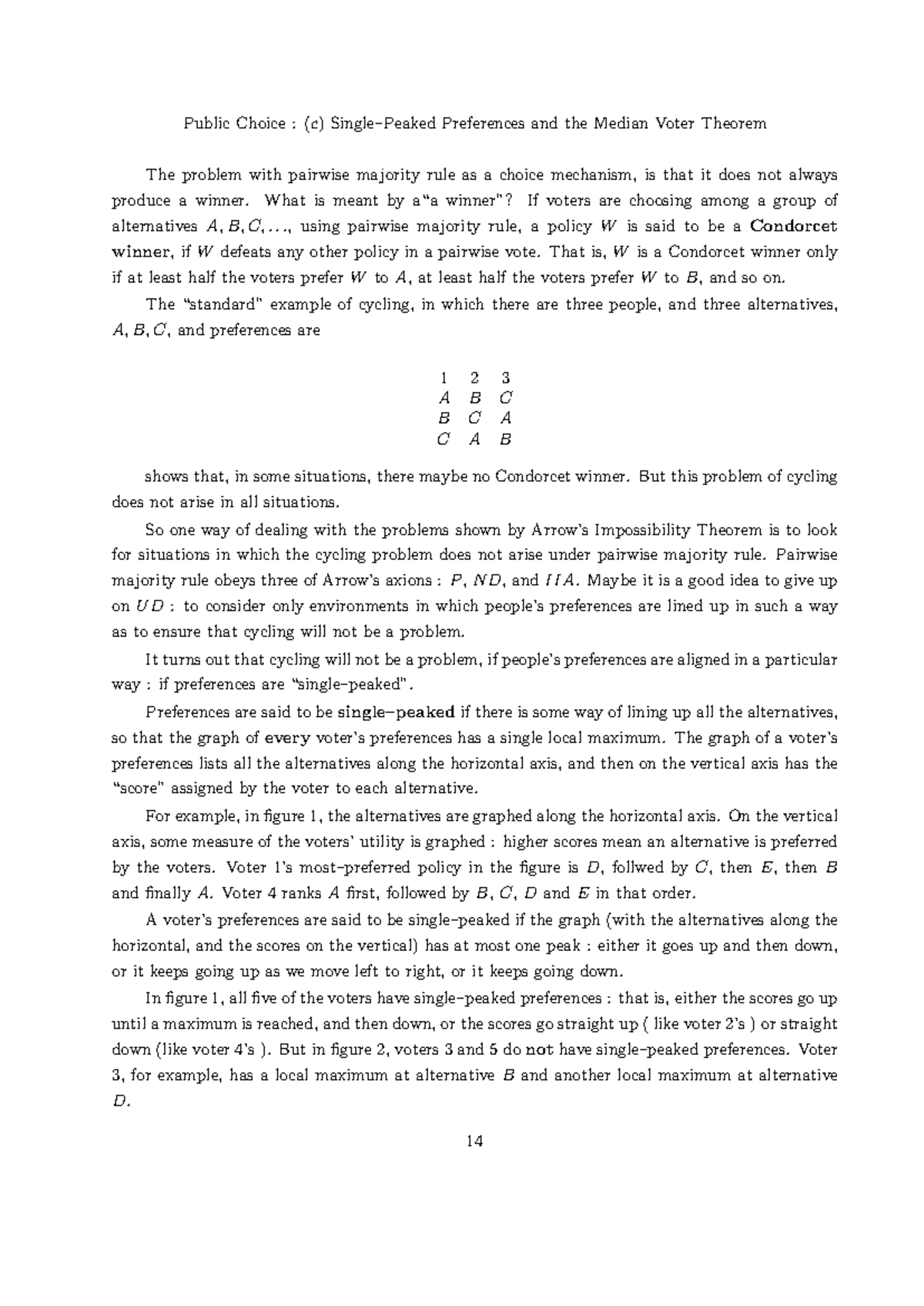 Public Choice: Single-Peaked Preferences & Median Voter Theorem ...