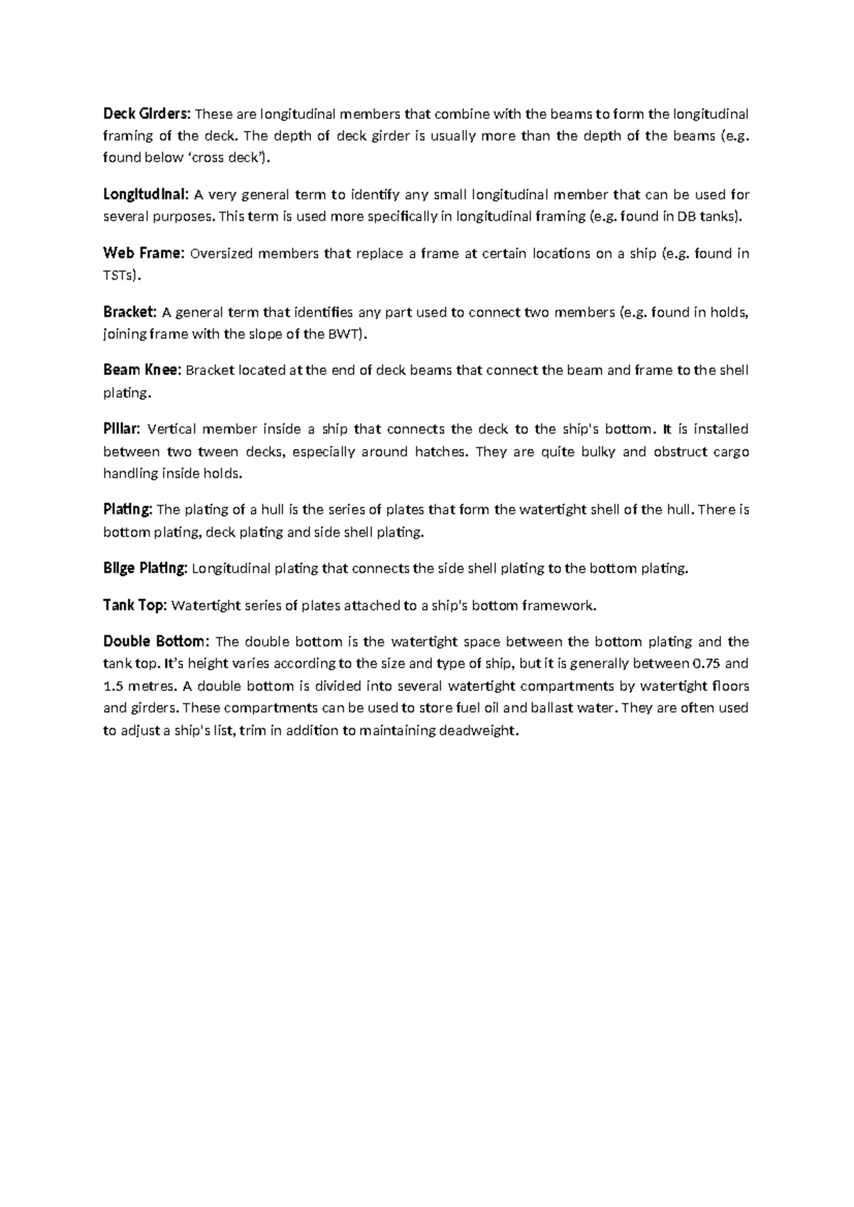 Shipco Def1: Key Terms in Ship Construction and Framing - Studocu