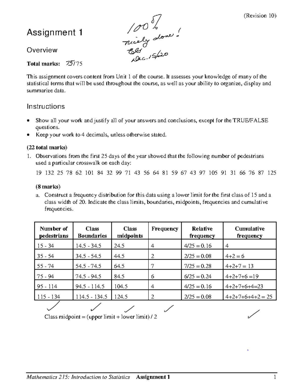 MATH 215 Assignment 1 marked - (Revision 10) Assignment 1 Overview ...