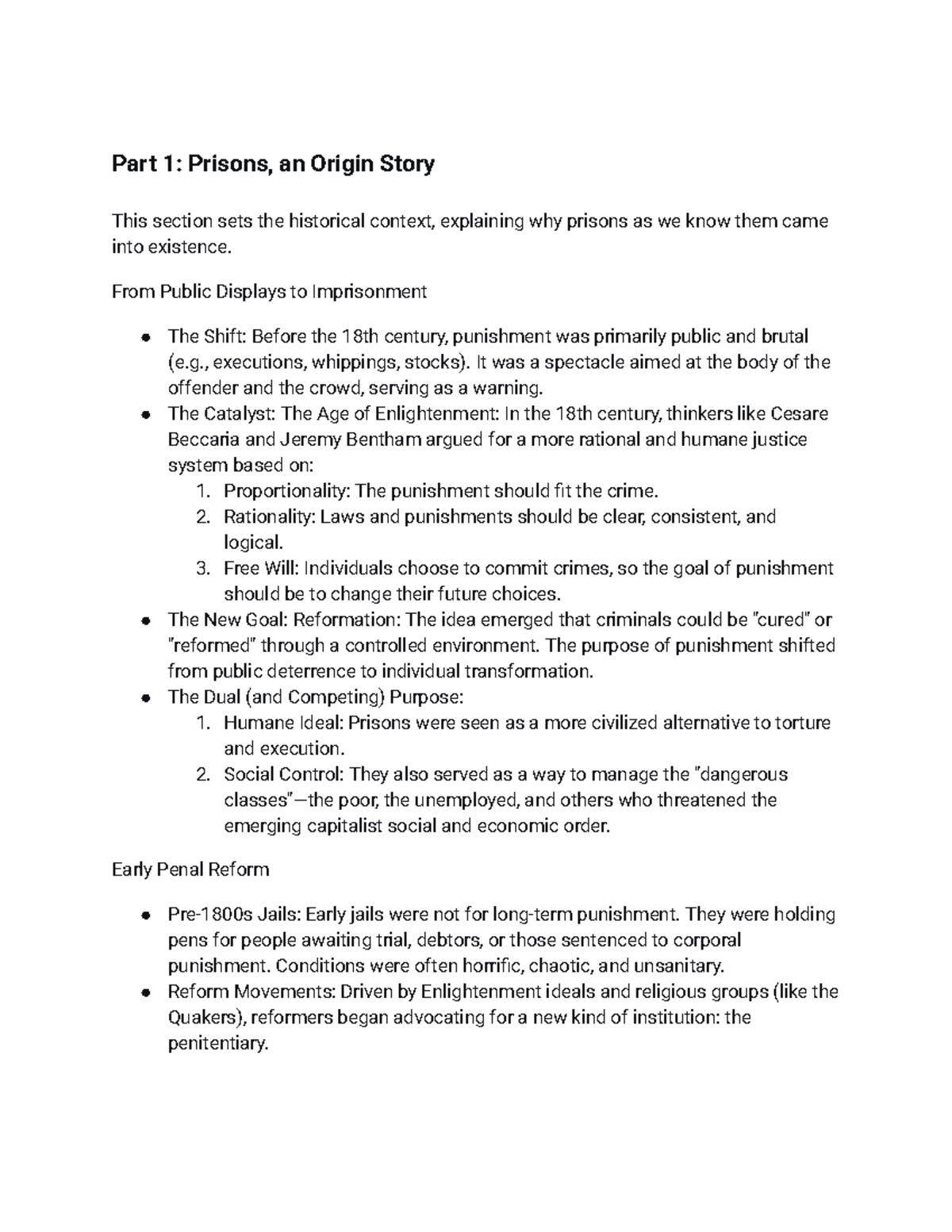 Prison Types: Detailed Notes on Unit 1 Readings and Key Questions - Studocu