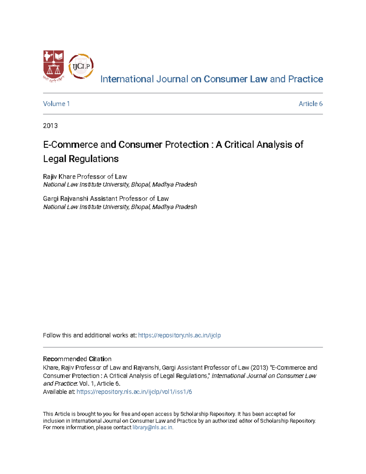 ECOM 101: E-Commerce and Consumer Protection - Legal Regulation ...