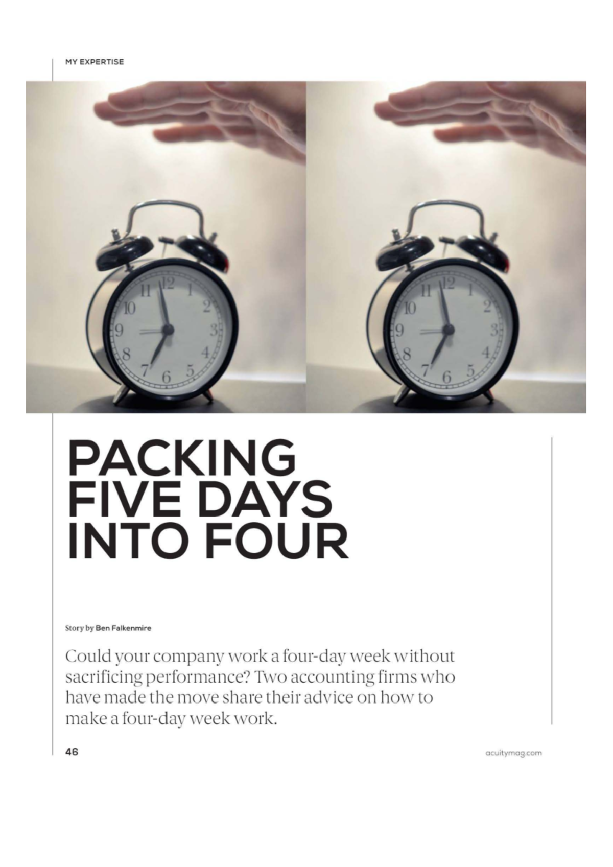Five Work Days Into Four - ENG 190 - Copyright of Acuity is the ...