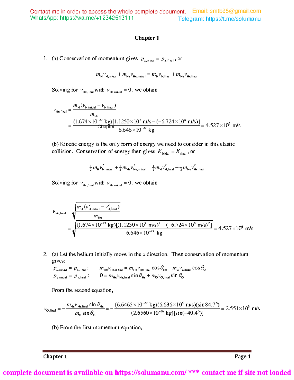 Solution Manual for Modern Physics (4th Ed) by Kenneth Krane: Ch 1 ...
