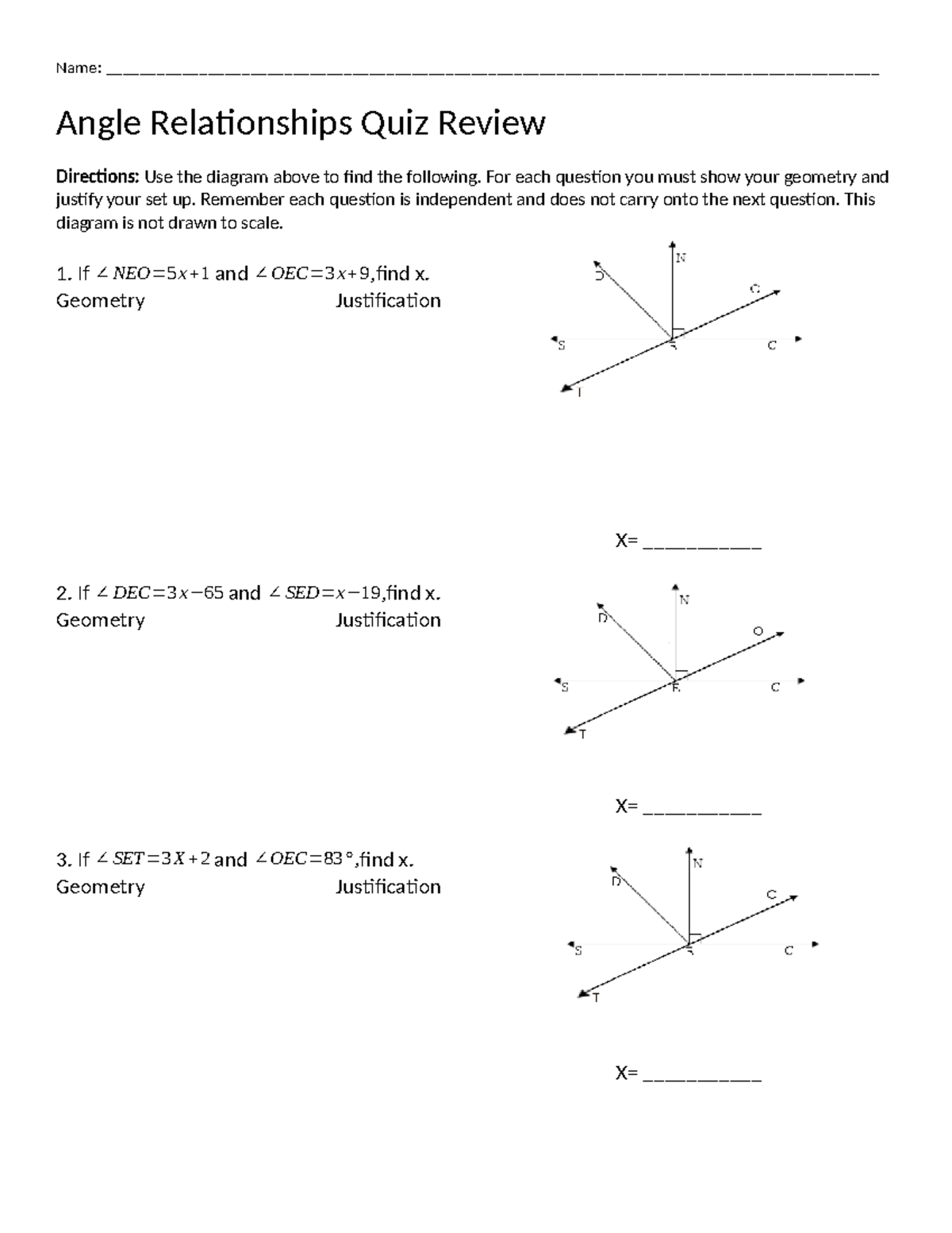 Angle Relationships Quiz Review - Studocu