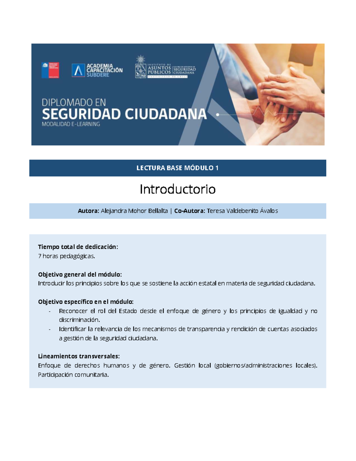 Lectura Módulo 1: Principios de Seguridad Ciudadana y Derechos Humanos ...
