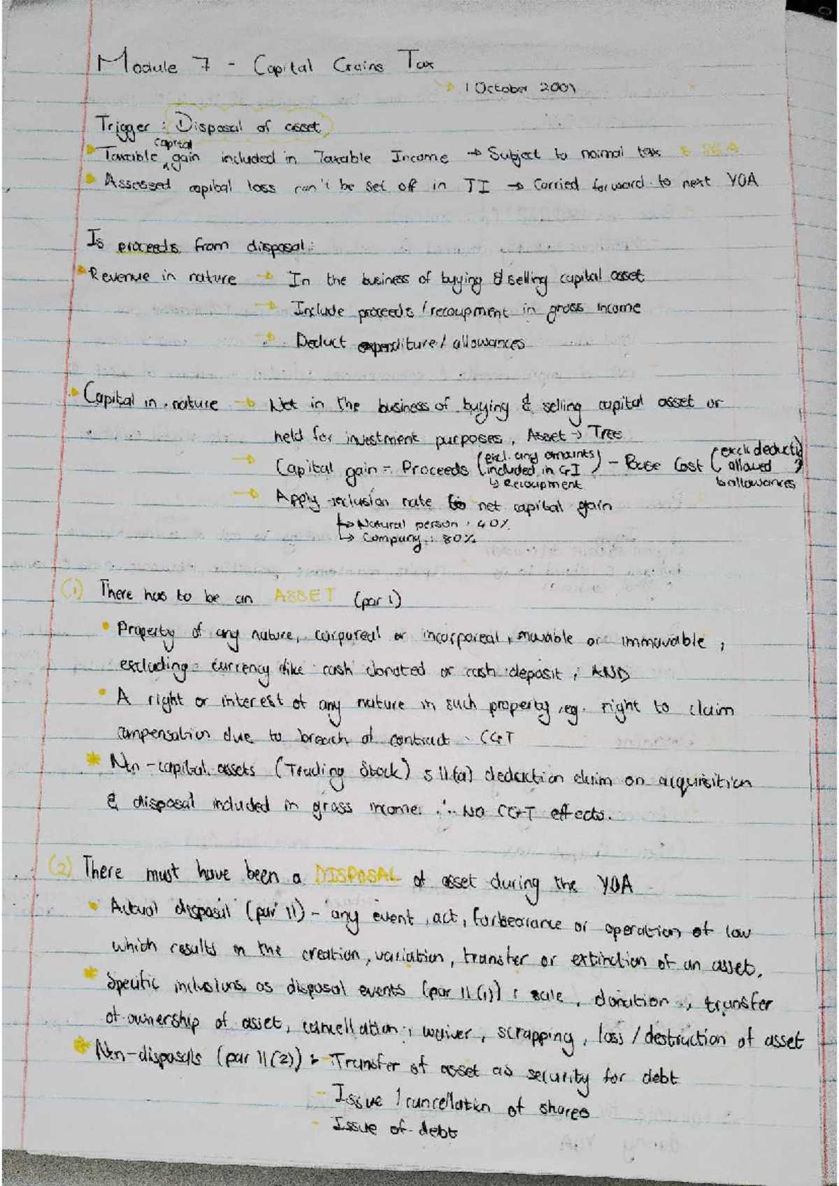Module 7B - Capital Gains Tax Overview and Key Concepts - Studocu