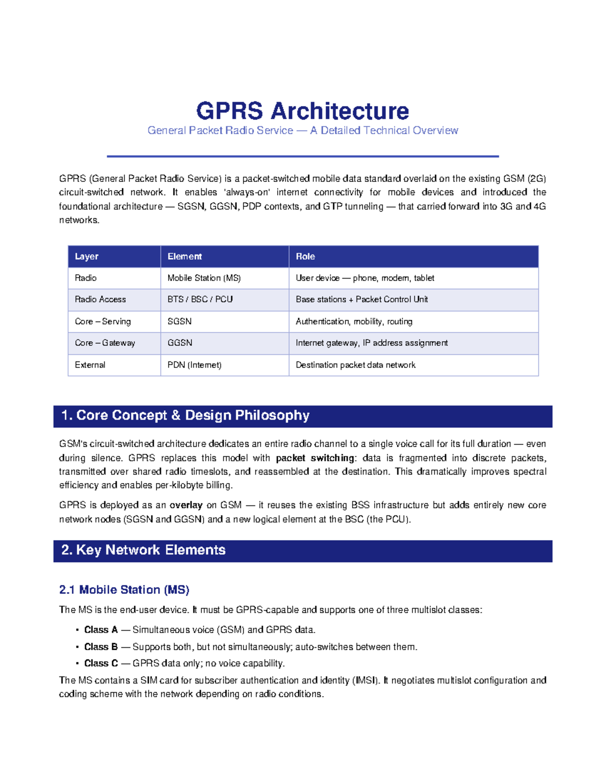 GPRS Architecture: A Technical Overview of Mobile Data Standards - Studocu
