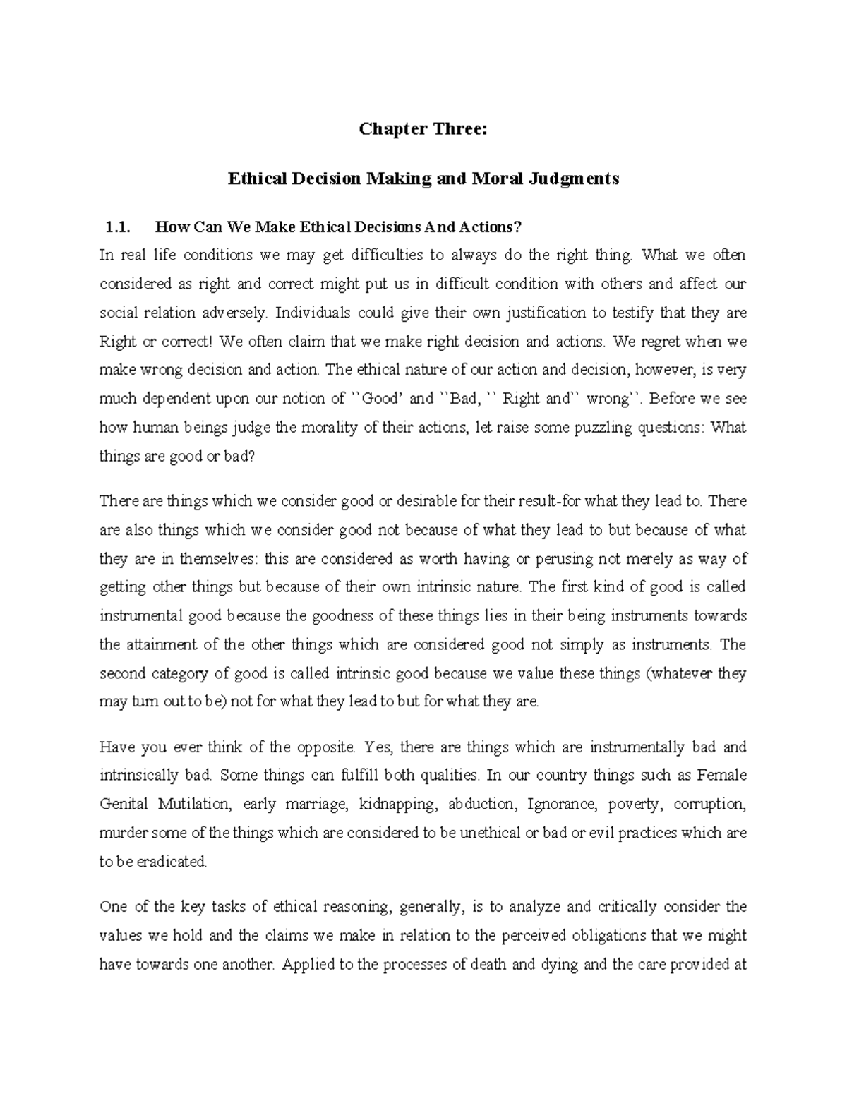 Civics 101: Chapter 3 - Ethical Decision Making and Moral Judgments - Studocu