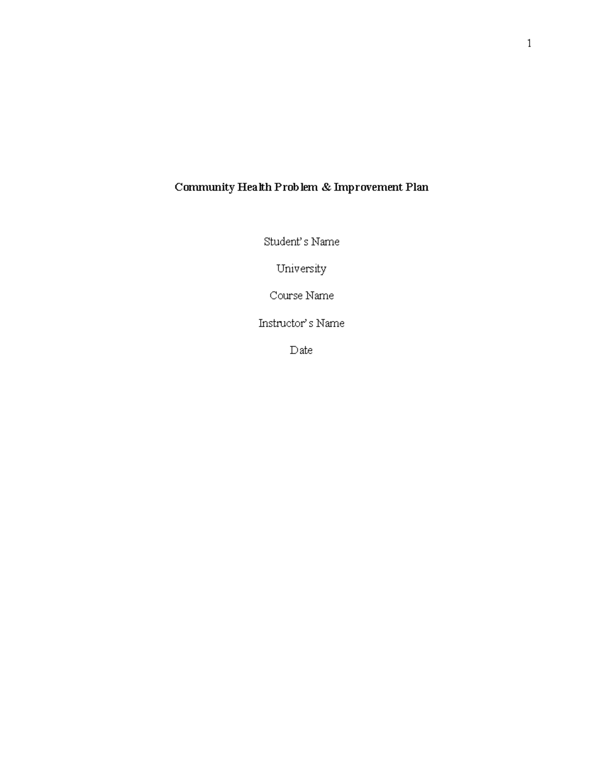 NUR 420 Week 3: Community Health Improvement Plan on Obesity - Studocu