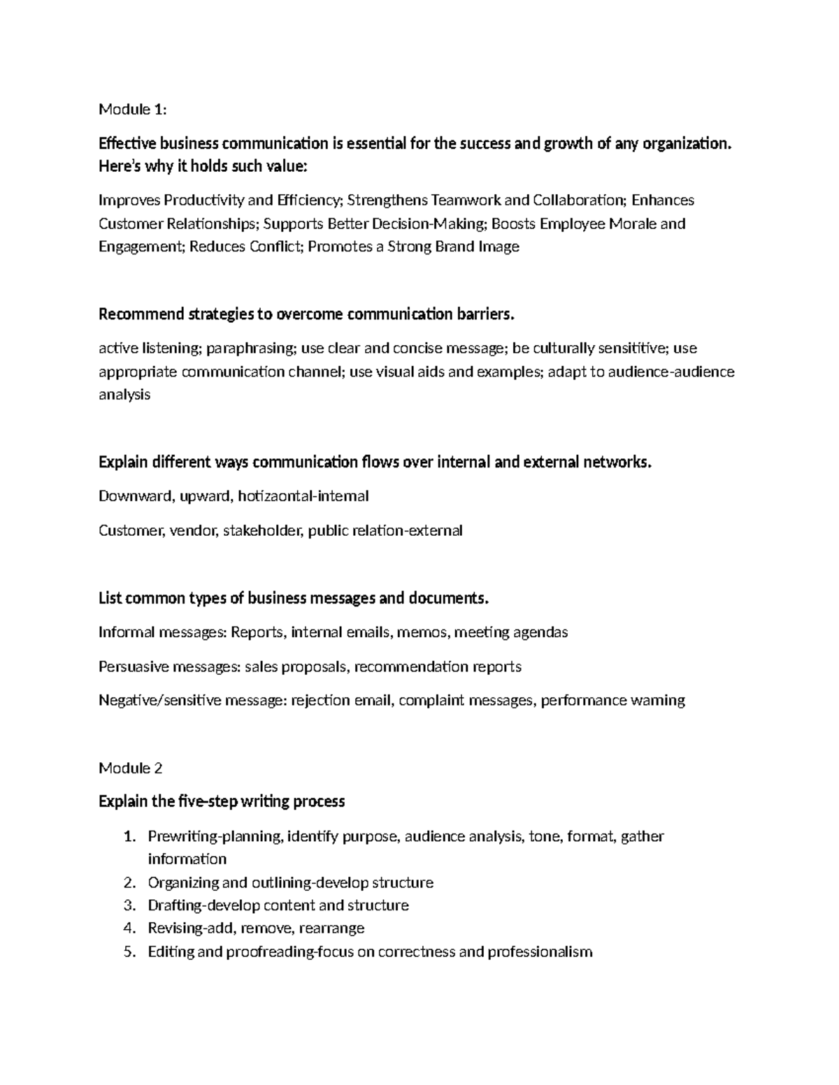 Module 1-9: Comprehensive Exam Review on Effective Business ...