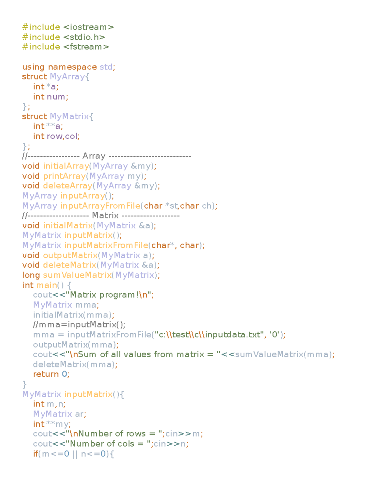Myarray - Array - #include #include #include using namespace std; struct MyArray{ int *a; int ...