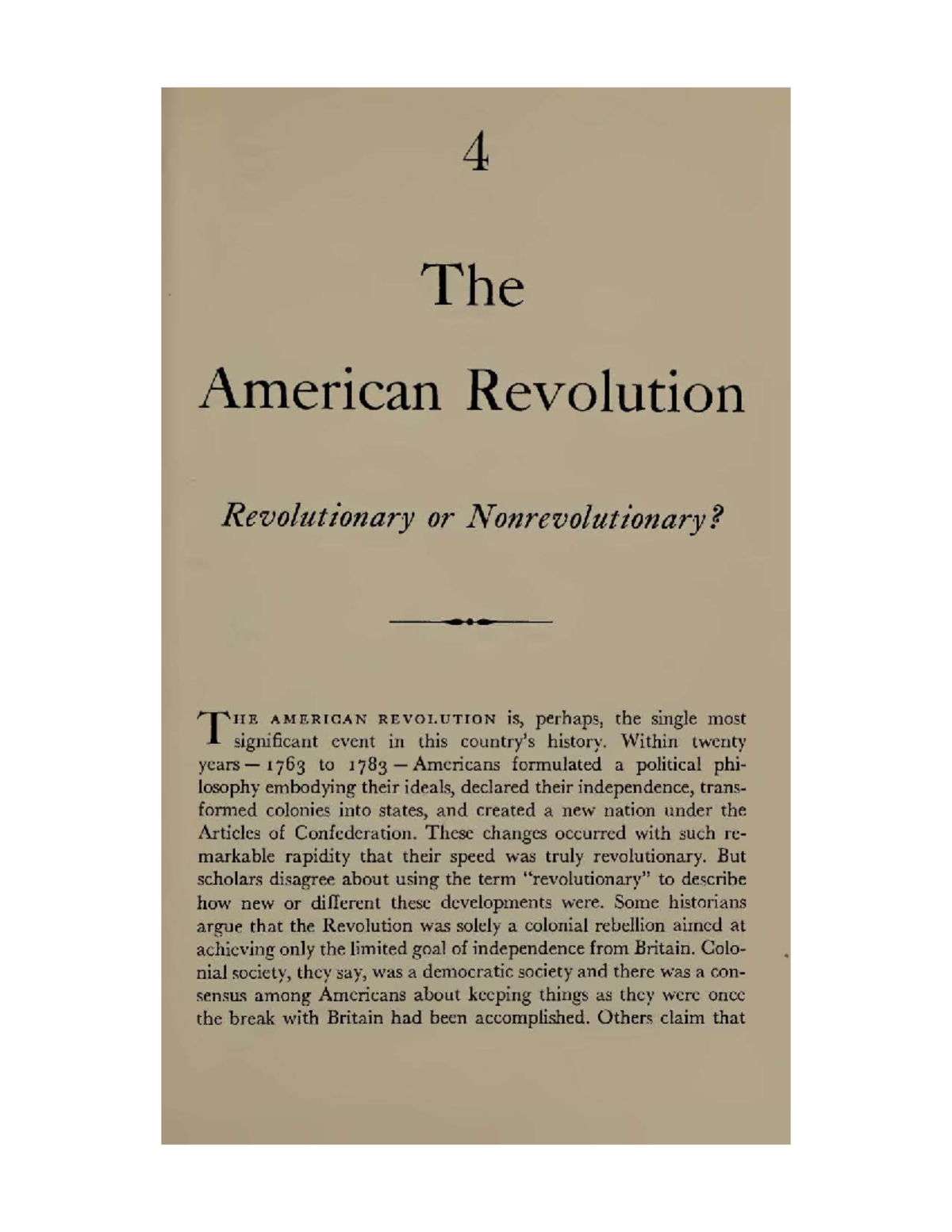 4 The American Revolution: Revolutionary or Nonrevolutionary? - Studocu