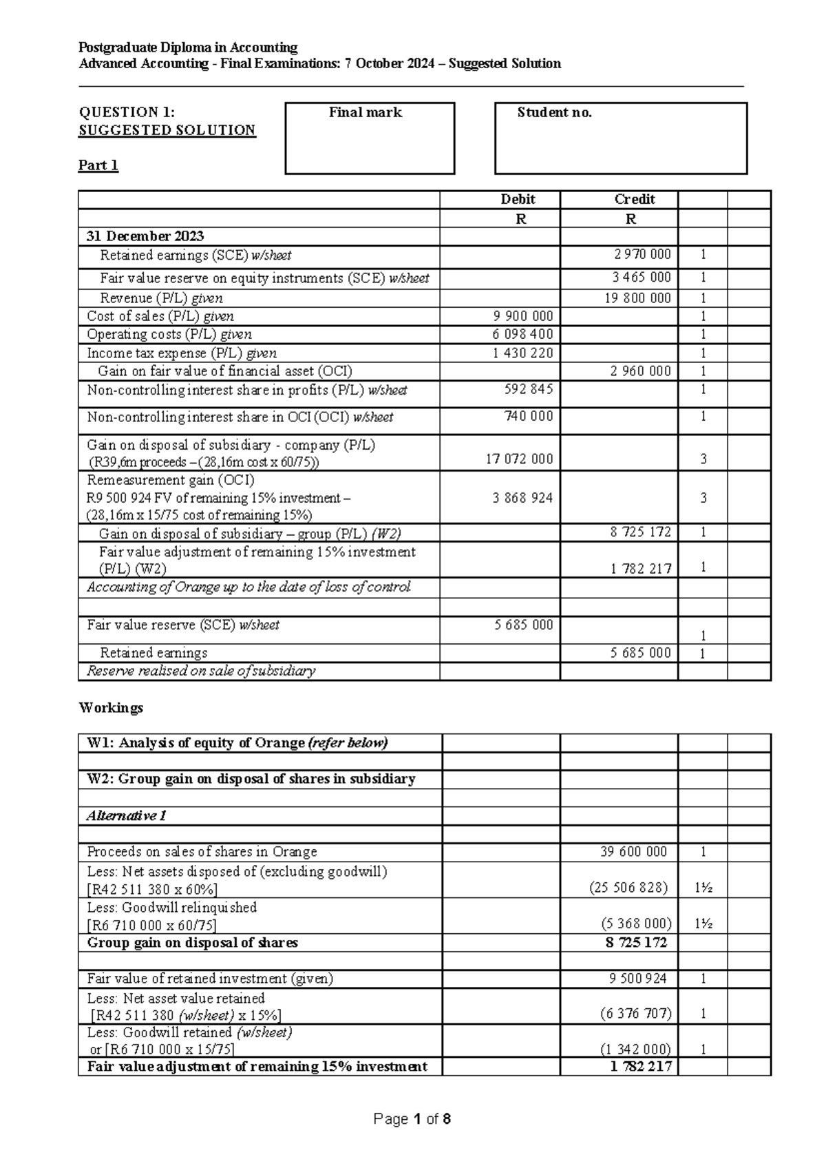 Postgraduate Diploma In Accounting Advanced Accounting Final Exam