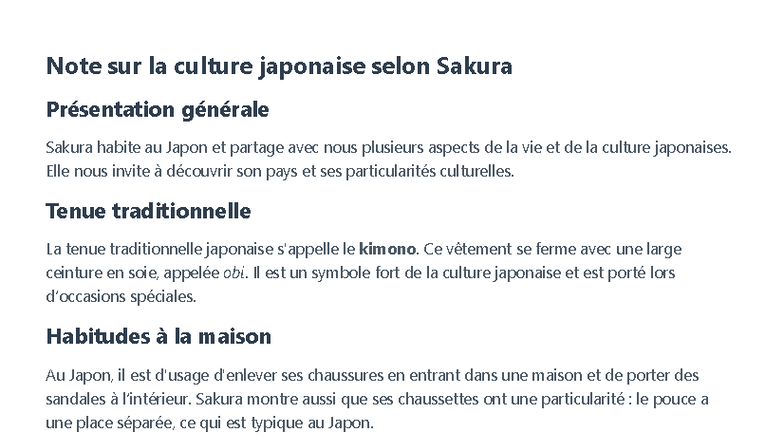 Note sur la culture japonaise selon Sakura - Le Japon - Studocu