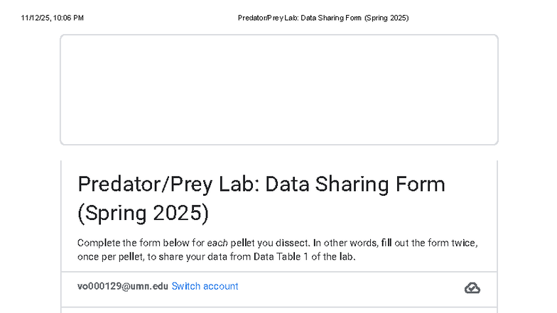 Predator-Prey Lab Data Sharing Form (Spring 2025) - Studocu