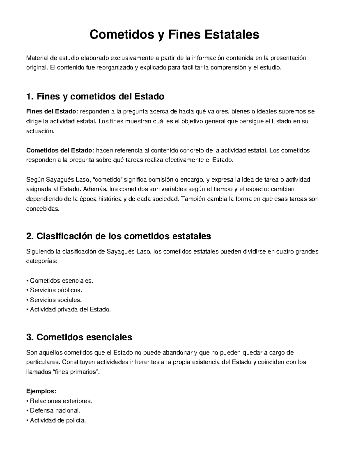 Cometidos y Fines Estatales: Estudio y Clasificación Detallada - Studocu