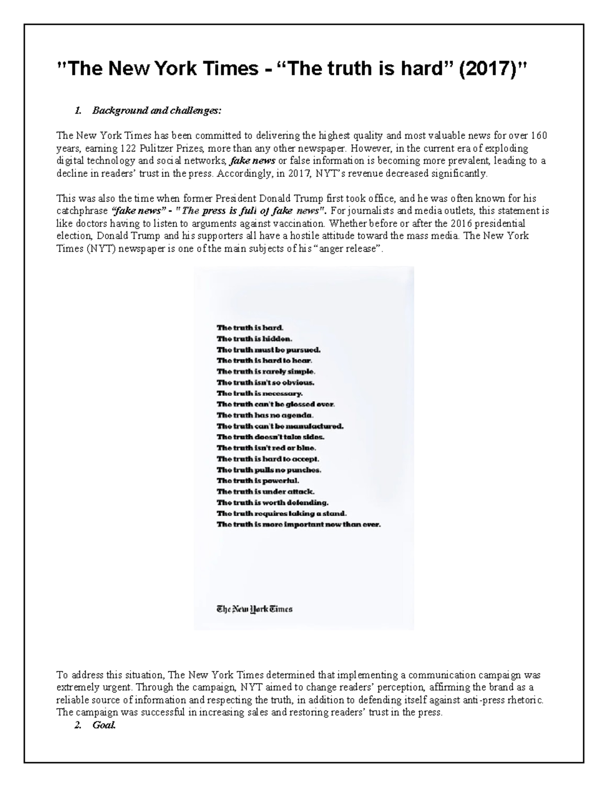 The-truth-is-hard - có đáp án - "The New York Times - “The truth is ...