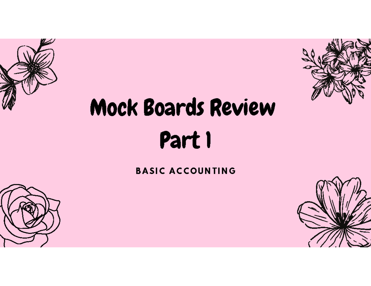 Mock Exam Answers for Accounting Basics - Part 1 Review - Studocu