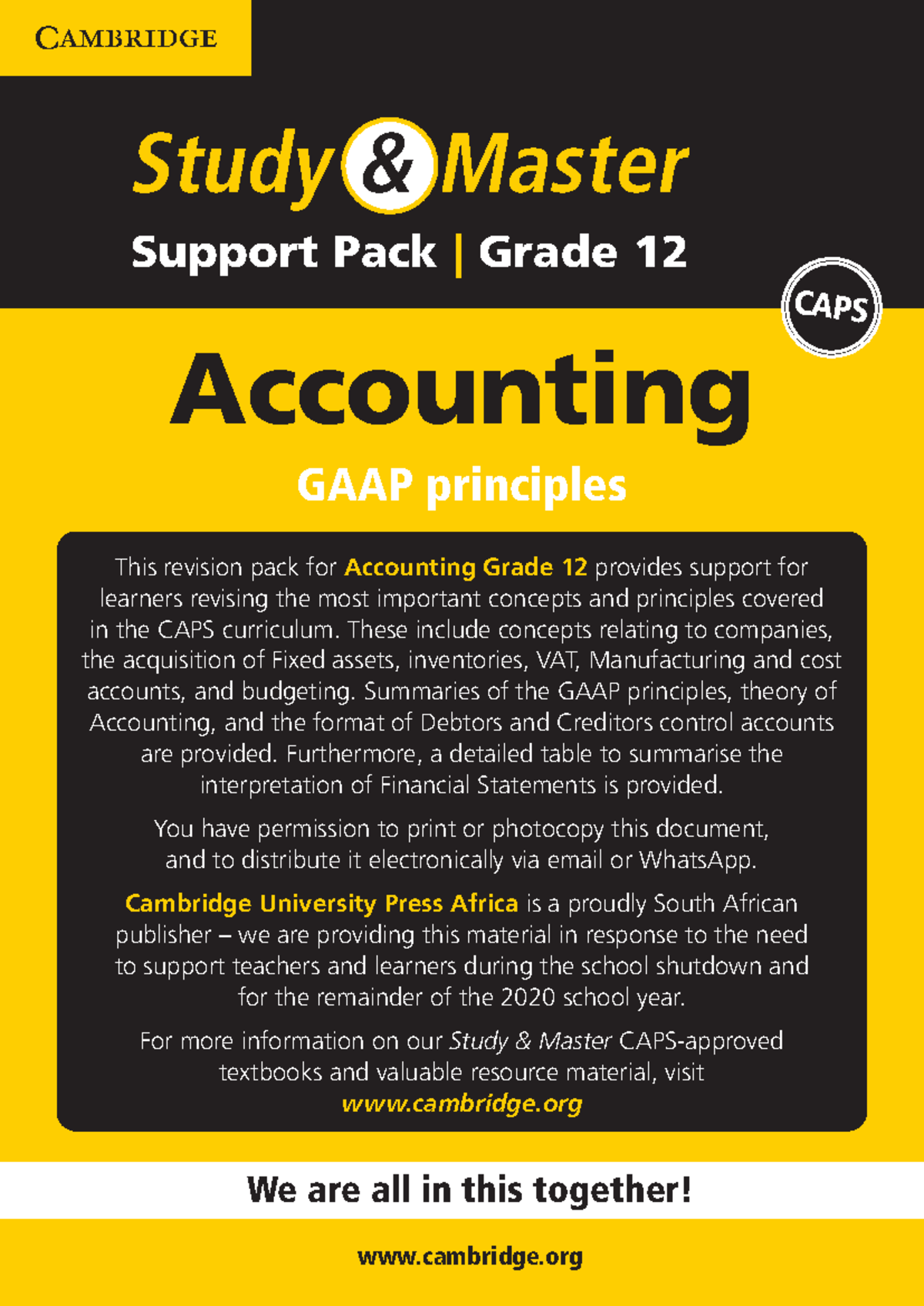 Grade 12 Accounting Revision: Key GAAP Principles & Concepts - Studocu