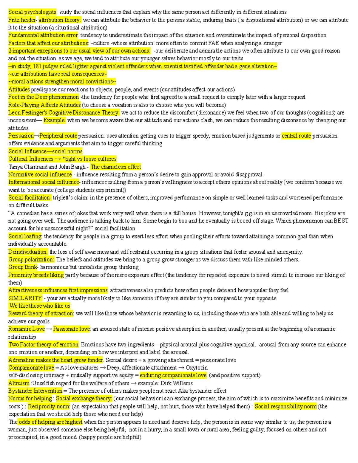 Social psychology cheat sheet: key concepts and theories - Studocu