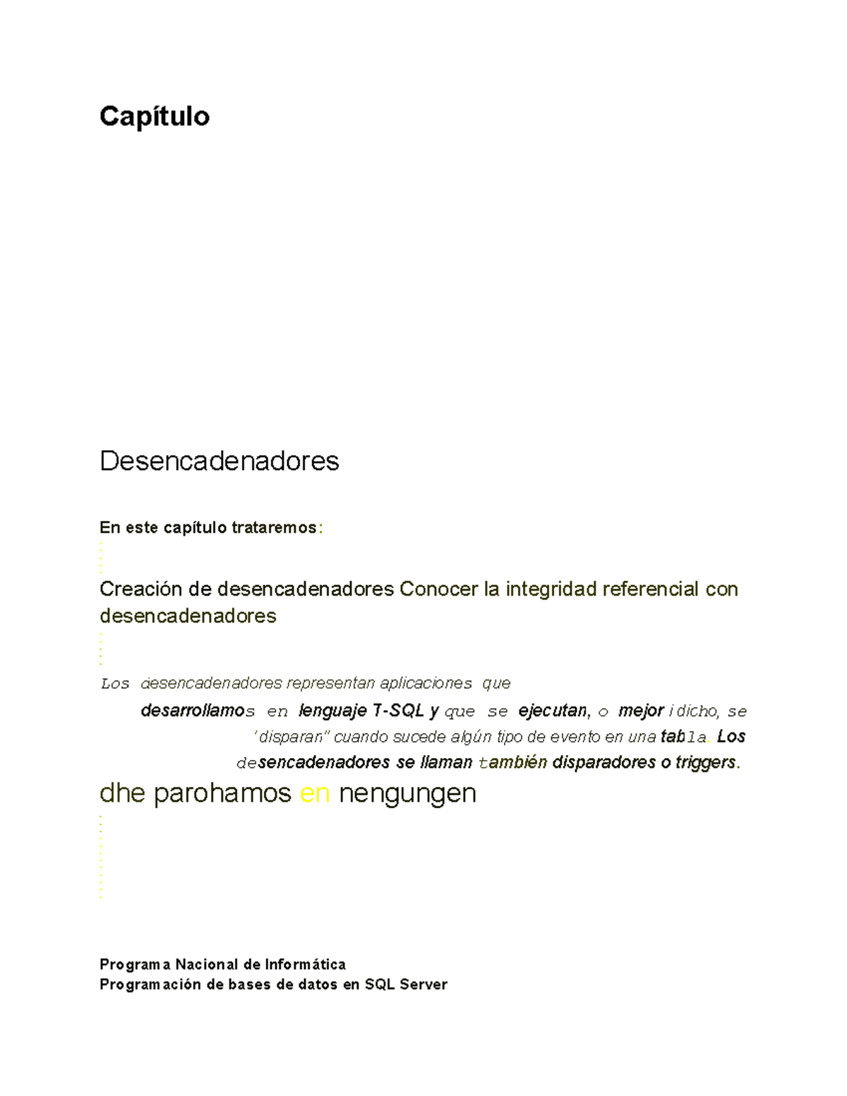 Desencadenadores en SQL Server - Resumen de Capítulo 9 - Studocu