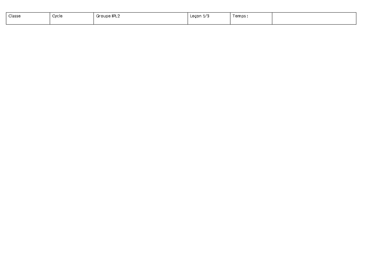 Projet Leçon - Séquence type pour des primaire - Classe Cycle Groupe ...