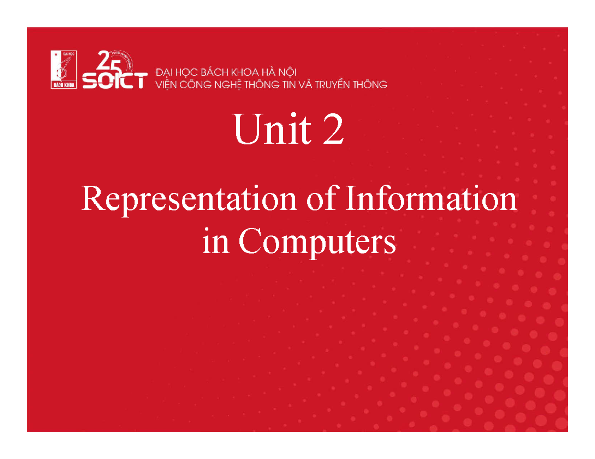 Unit1 2 - computer - Unit 2 Representation of Information in Computers ...