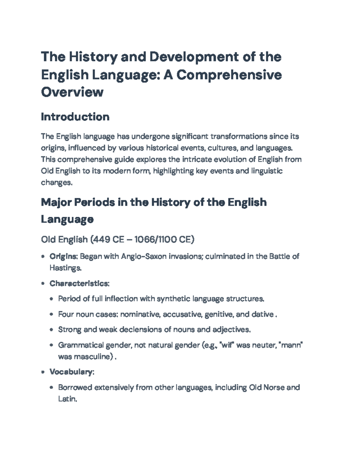 The History and Development of the English Language: An Overview - The ...