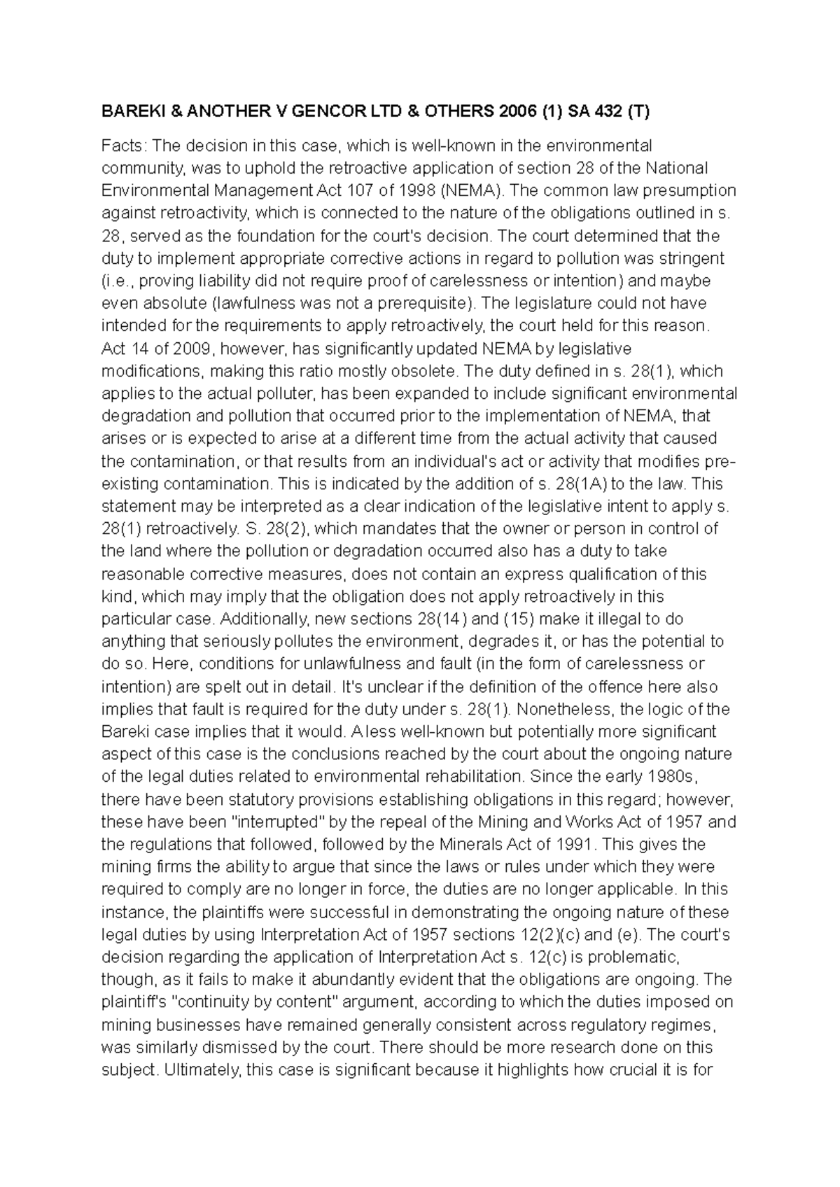 Bareki & Another v Gencor LTD & Others: NEMA Implications & Updates ...