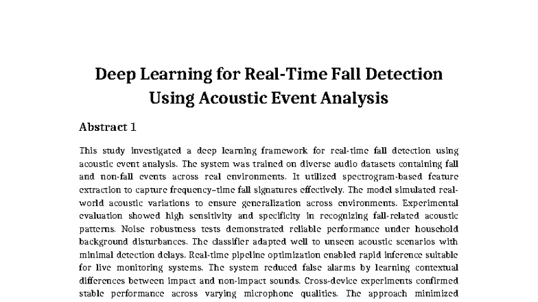Deep Learning Framework for Acoustic Fall Detection (MDPI 2025) - Studocu
