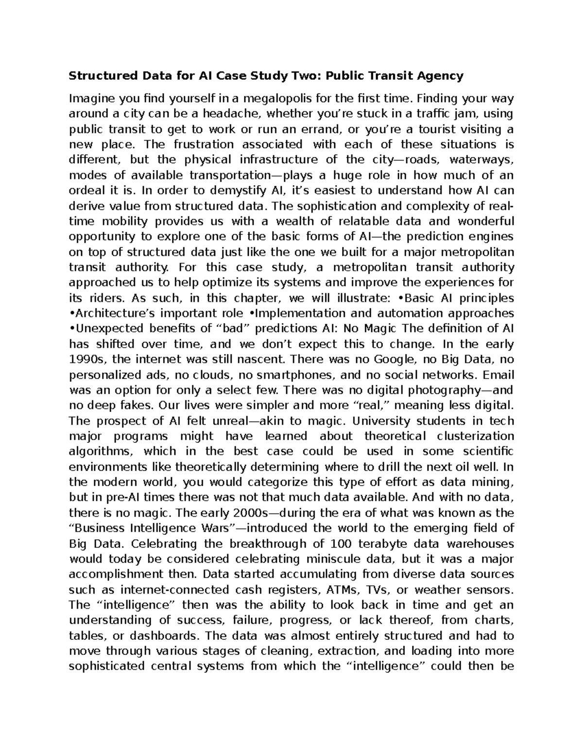 Structured Data for AI: Case Study on Public Transit Optimization - Studocu