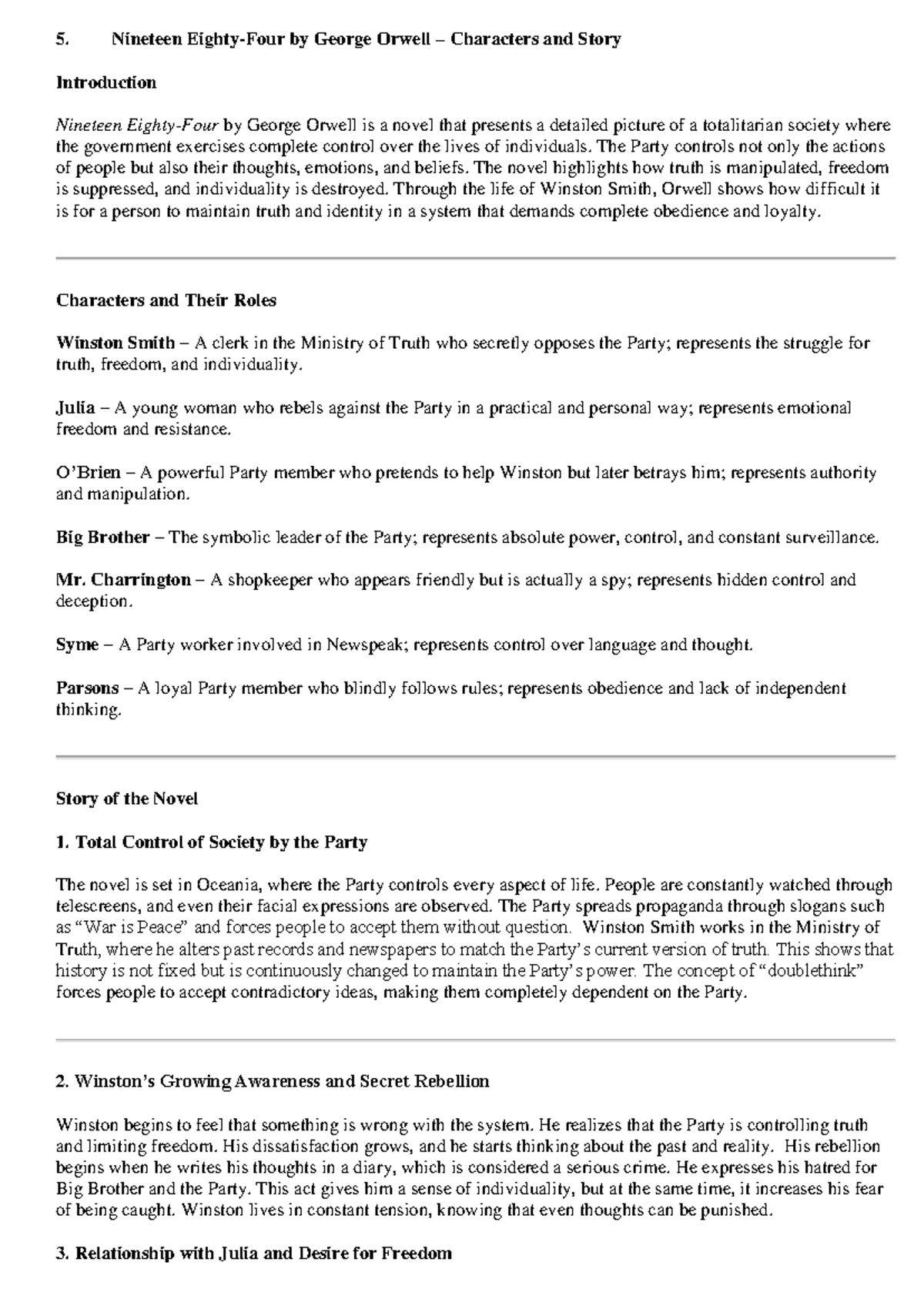 BA LLB English -2: Chapter 5 Analysis of Nineteen Eighty-Four ...
