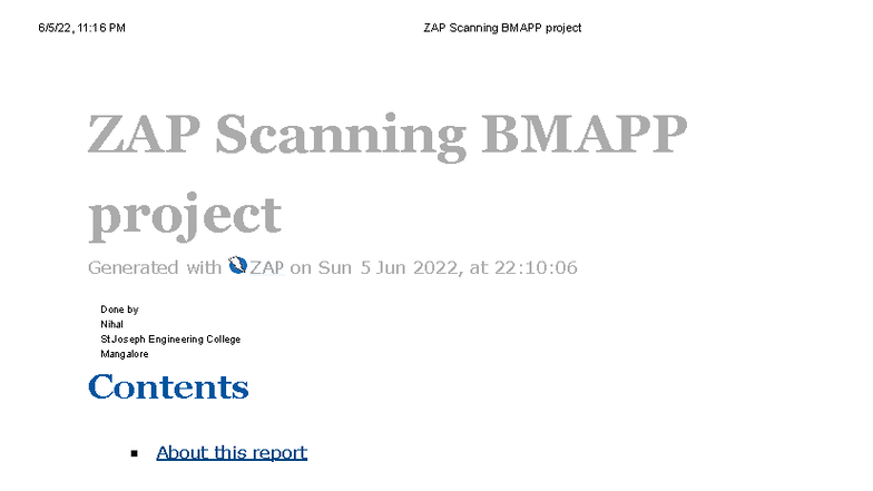 ZAP Scanning Report for BMAPP Project - June 2022 - Studocu