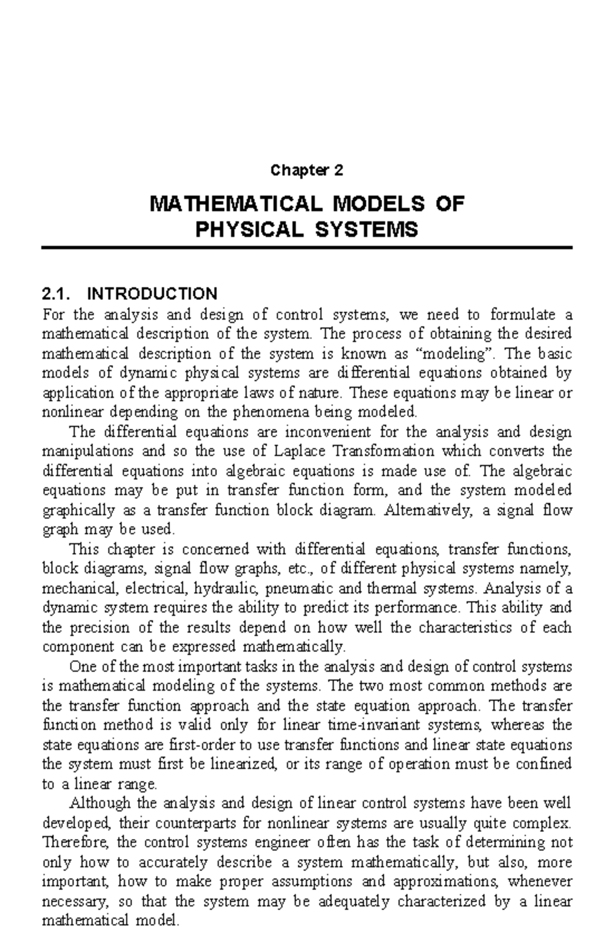 Mathematical Modeling in Dynamic Systems: Chapter 2 Overview - Studocu
