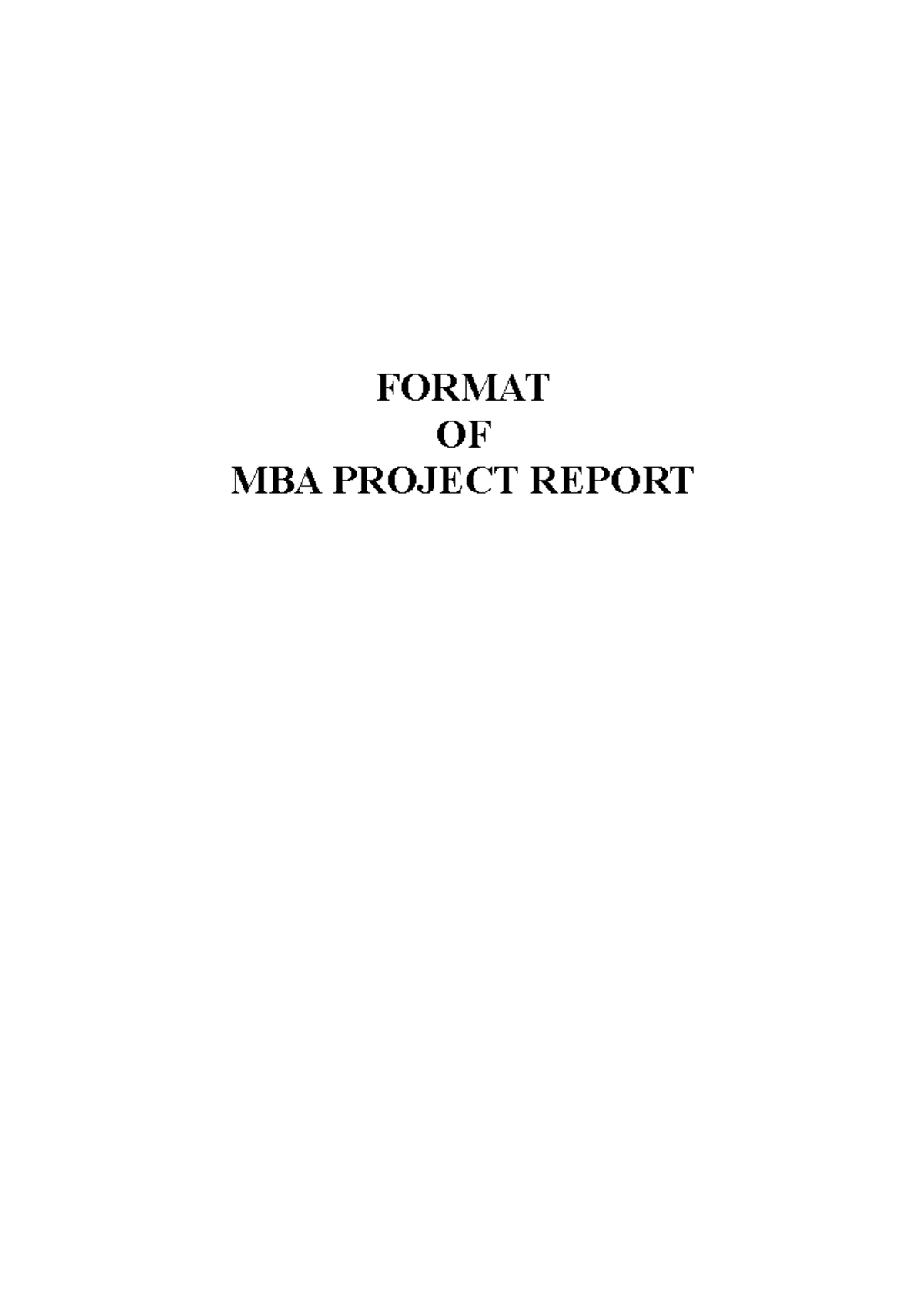 MBA Project Report Format Guidelines - Studocu