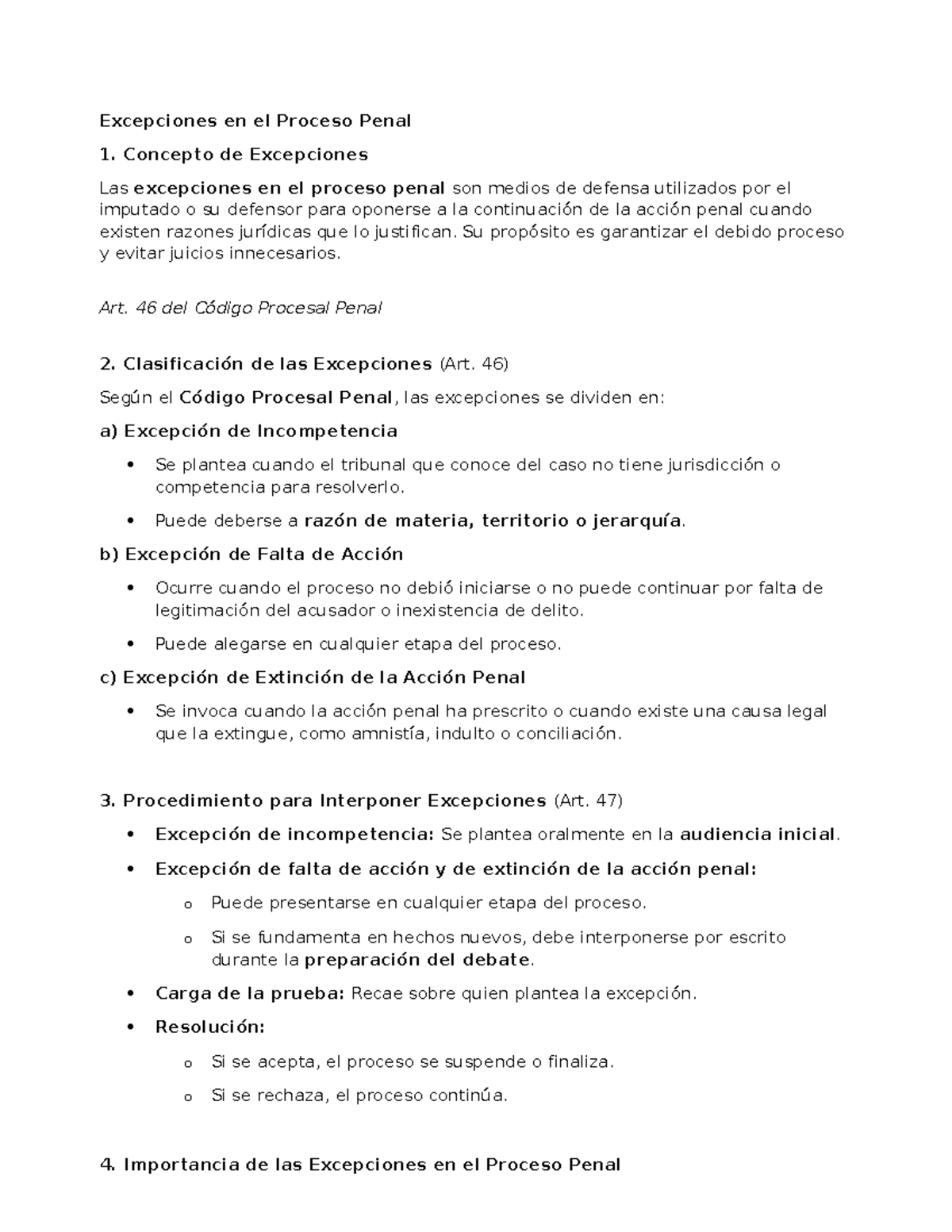 Derecho Penal - Excepciones en el Proceso Penal: Conceptos y ...
