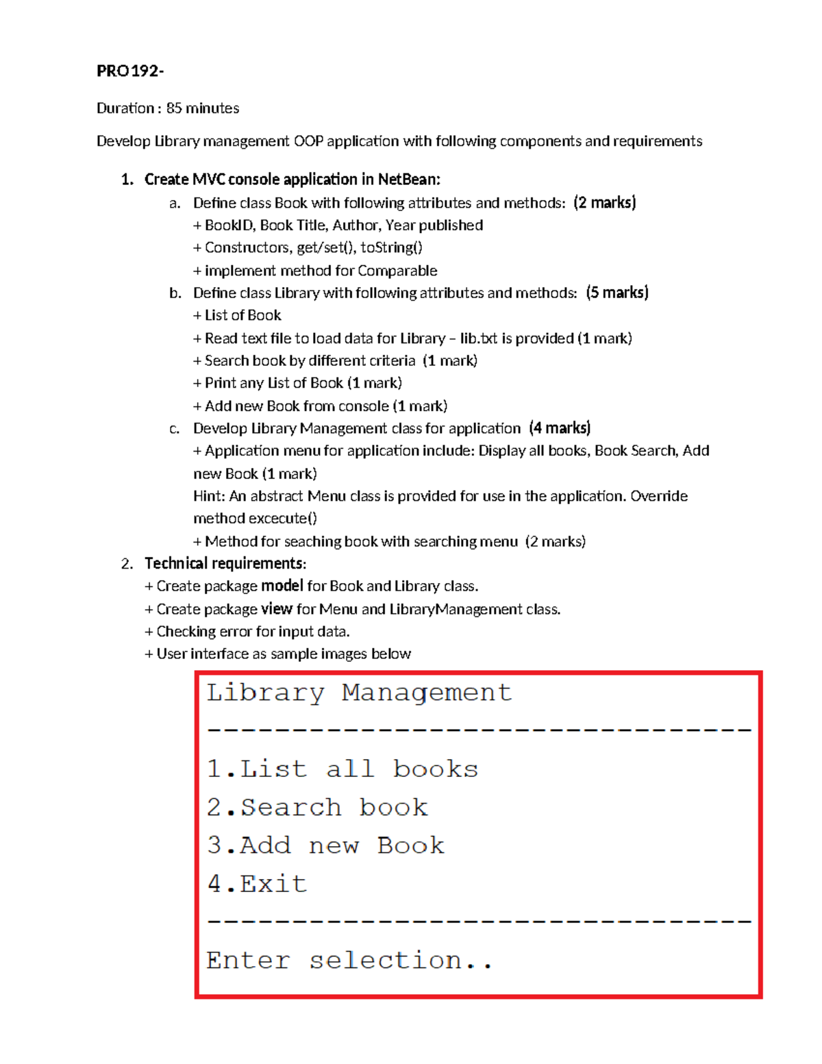 Practical Exam PRO192 - Library Management OOP Application Development - Studocu