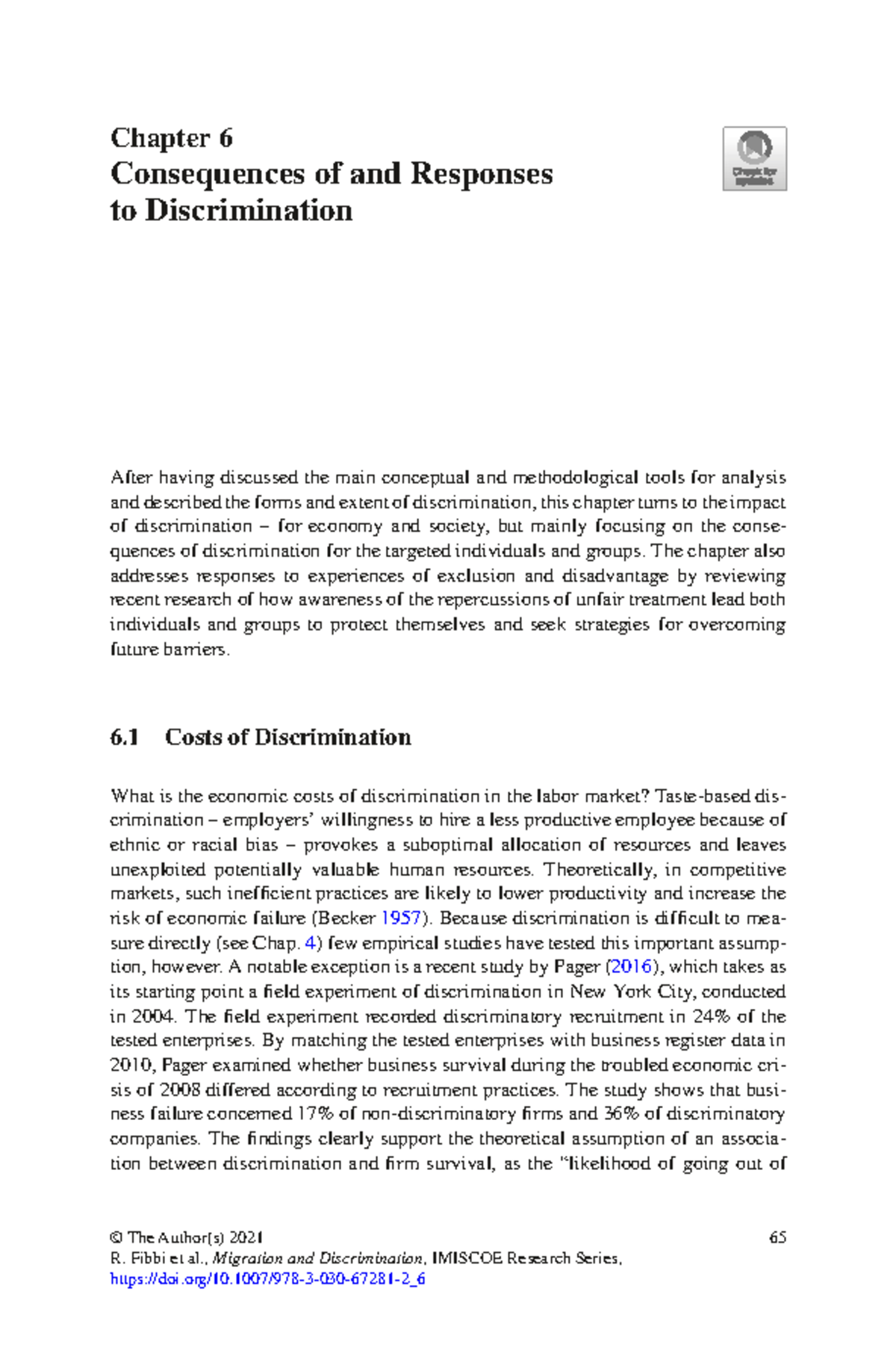 Chapter 6: Economic and Social Impacts of Discrimination - Studocu