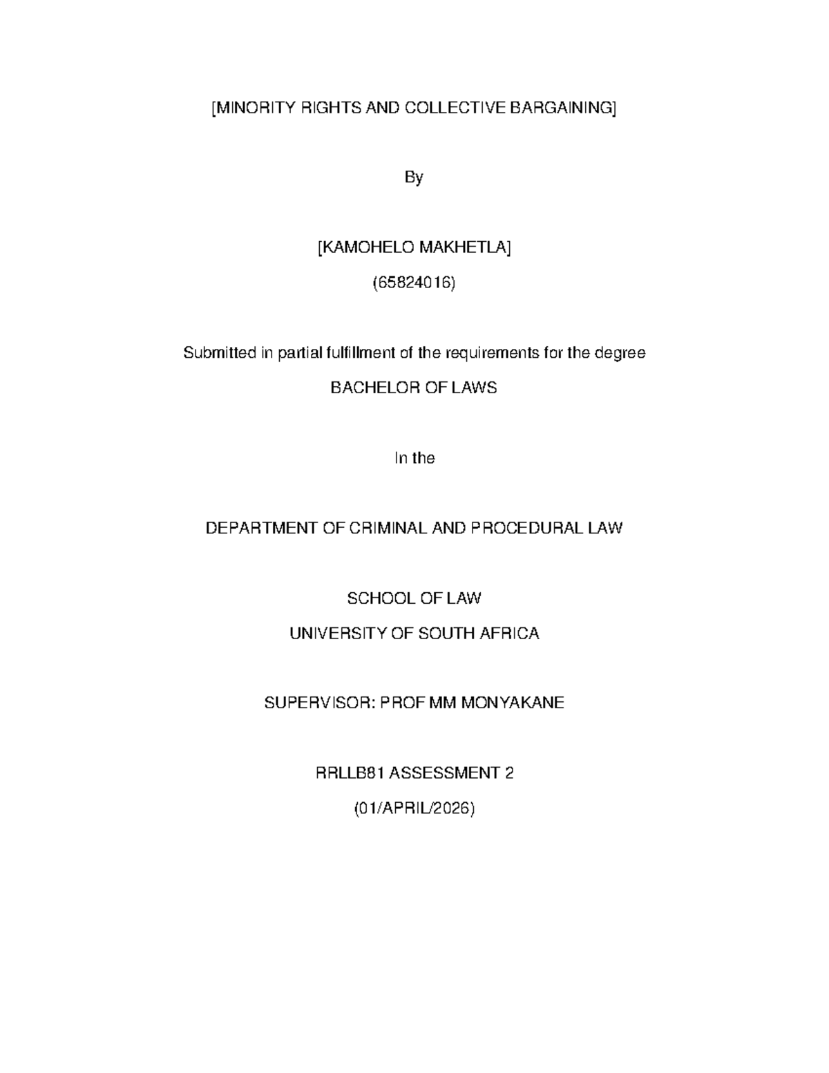 Minority Rights in Collective Bargaining (RRLLB81) - Studocu