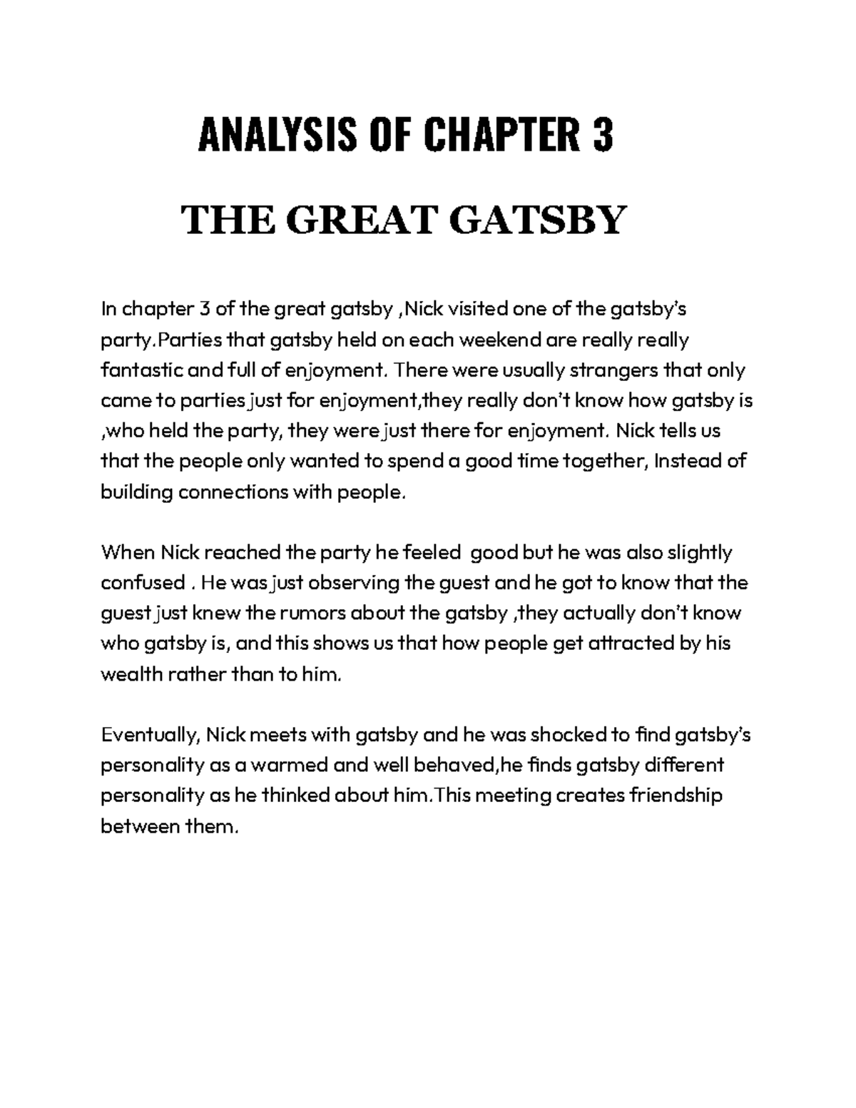 Analysis of chapter 3 of the great gatsby: Nick's party experience ...