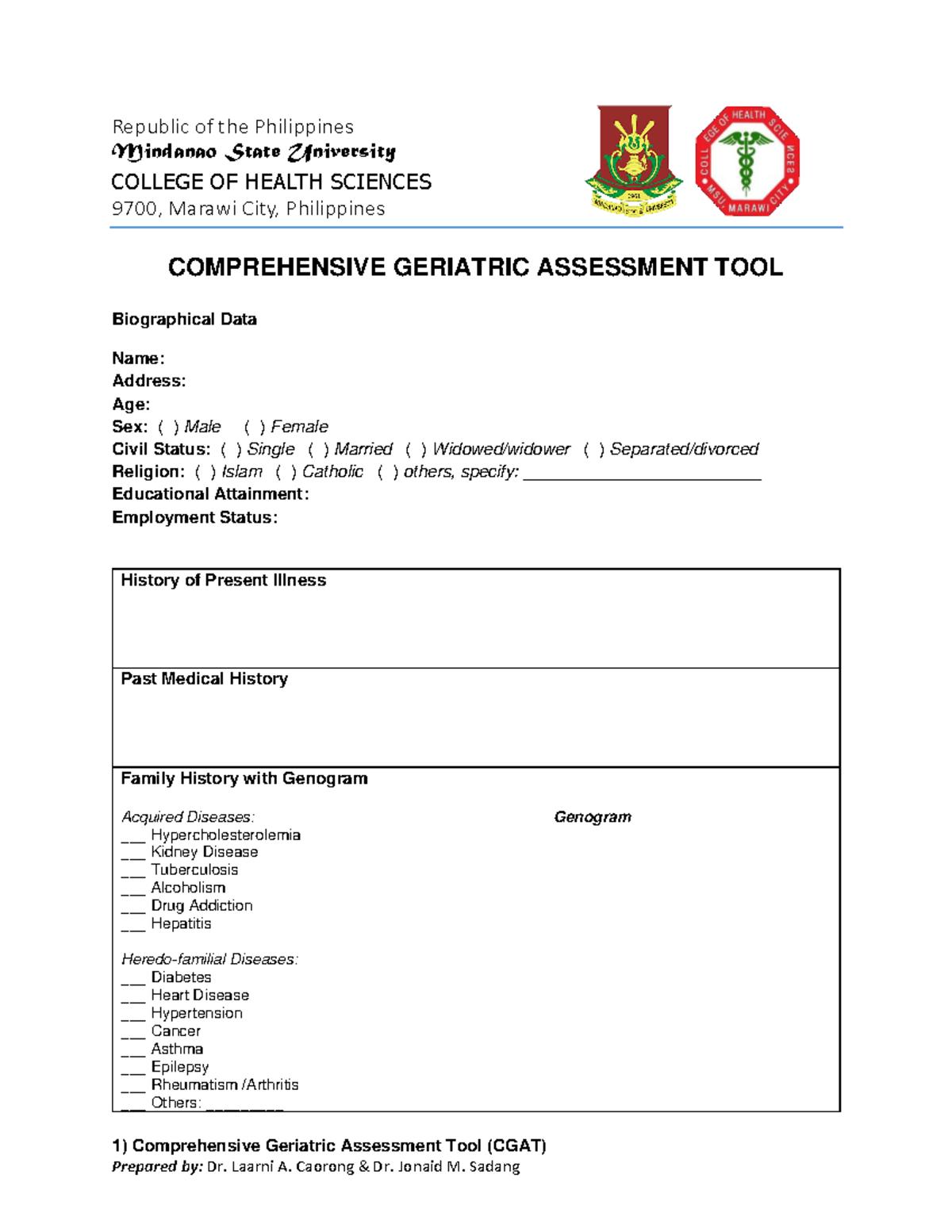 Comprehensive Geriatric Assessment Tool (CGAT) - Revised Edition - Studocu