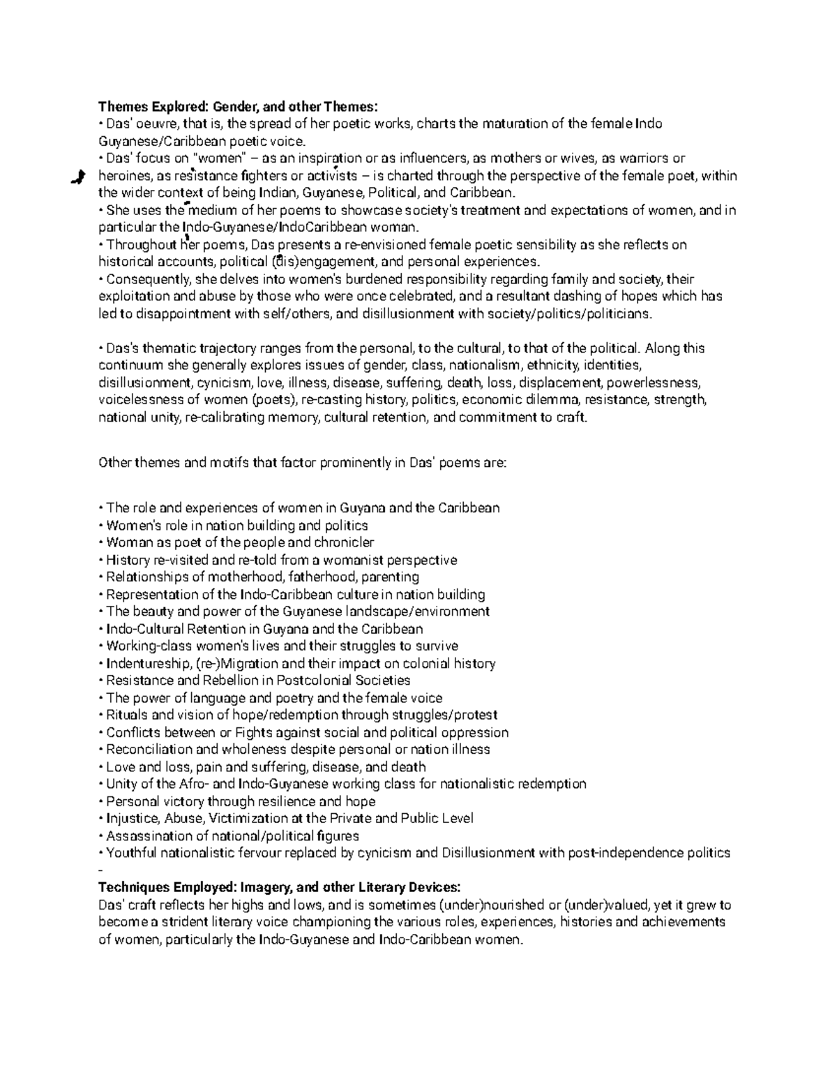 Analysis of Mahadai Das: A Study of Her First 5 Poems and Themes - Studocu