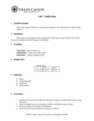 PHY 112 L Lab 8: Investigating the Law of Refraction - Studocu