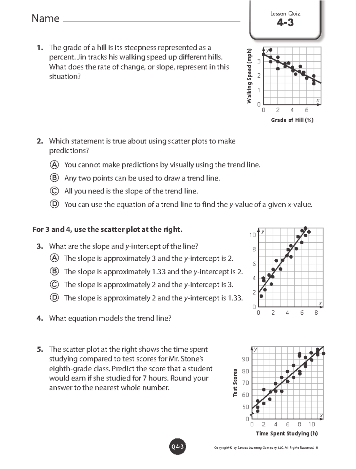 Envmath 8 04 03 LQ - Walking Speed and Scatter Plots Quiz - Studocu
