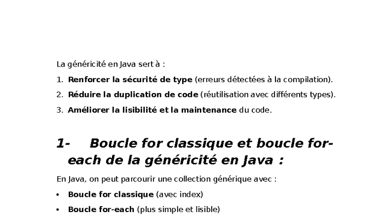 Programmation Générique en Java : Concepts et Utilités - Studocu
