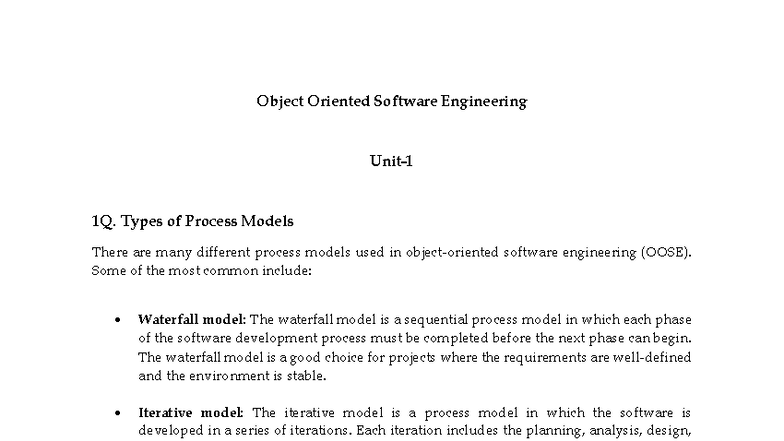 OOSE 1Q. Key Process Models and Testing Strategies in Software ...