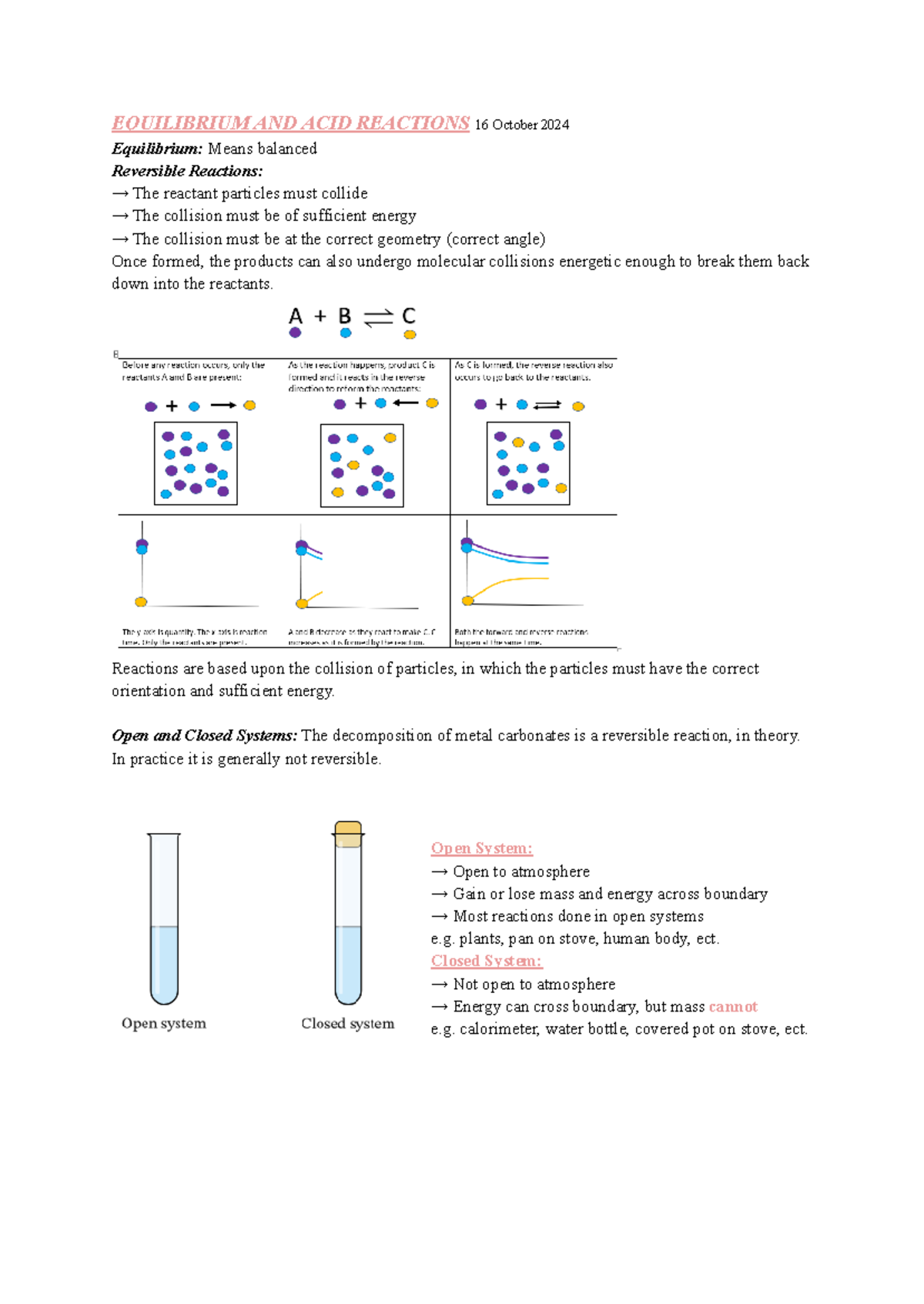 Chemistry Year 12 - class notes - EQUILIBRIUM AND ACID REACTIONS 16 ...