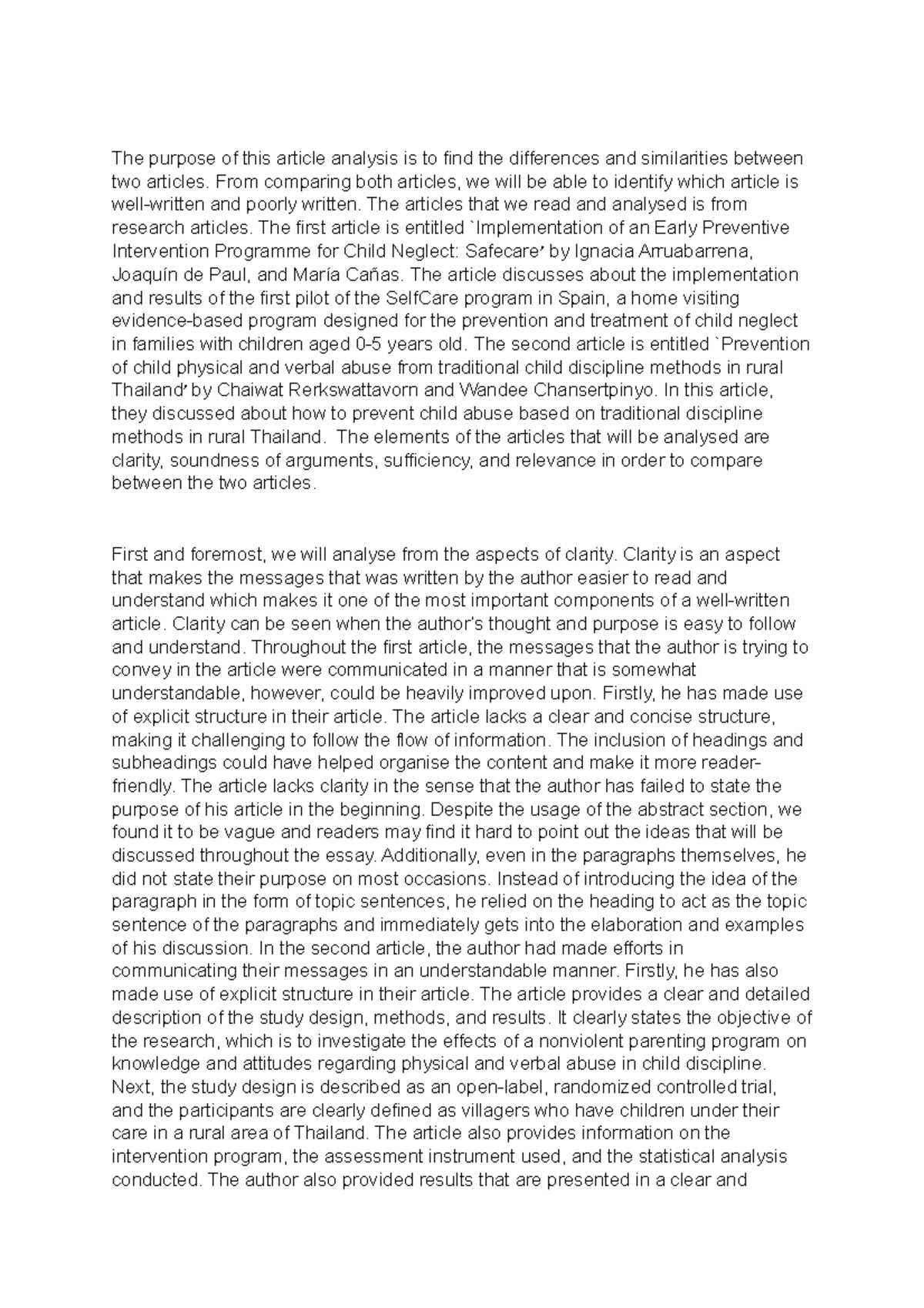 Article analysis - ELC 091 ASSIGNMENTS - The purpose of this article analysis is to find the ...