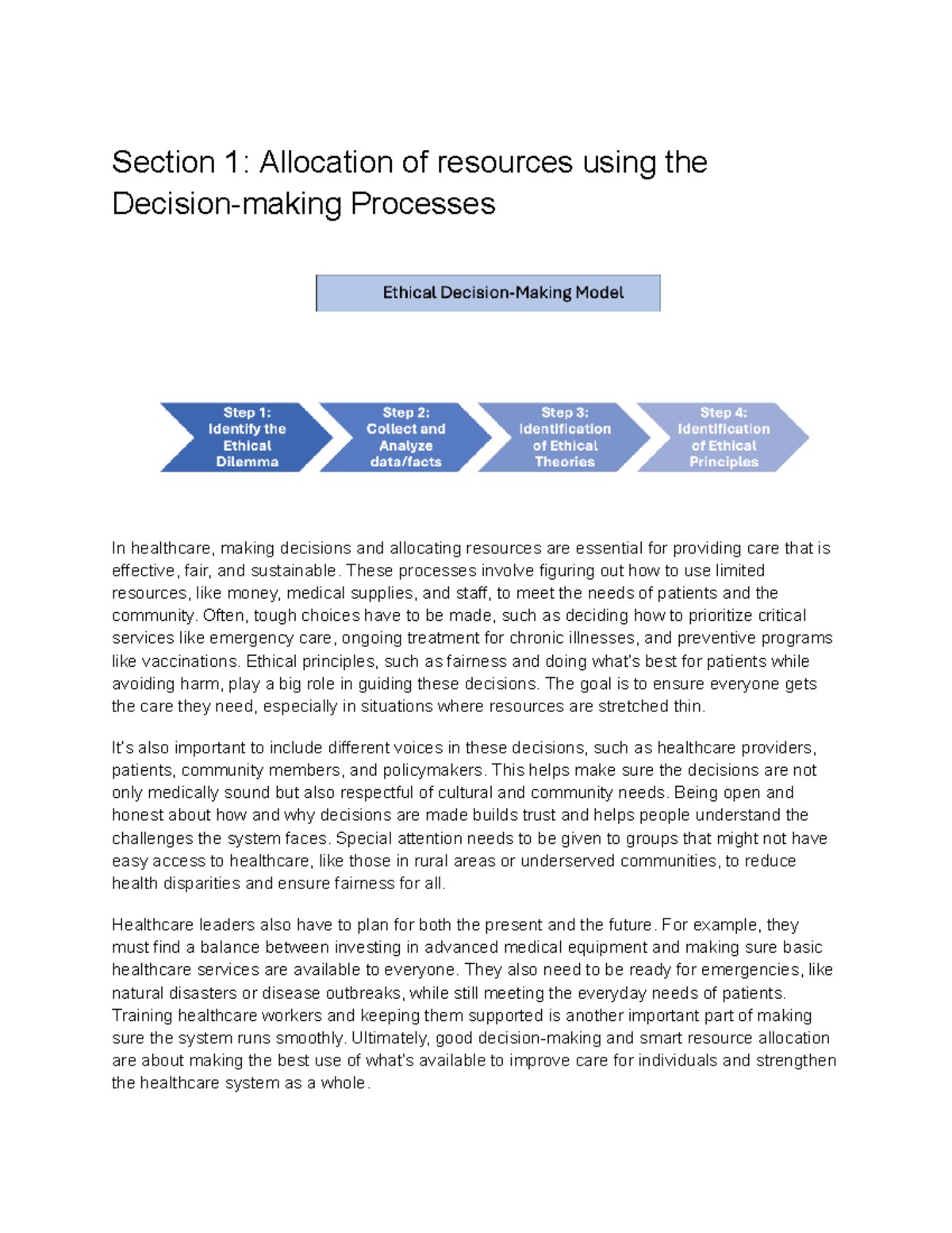 Healthcare Resource Allocation: Ethical Decision-Making - Studocu