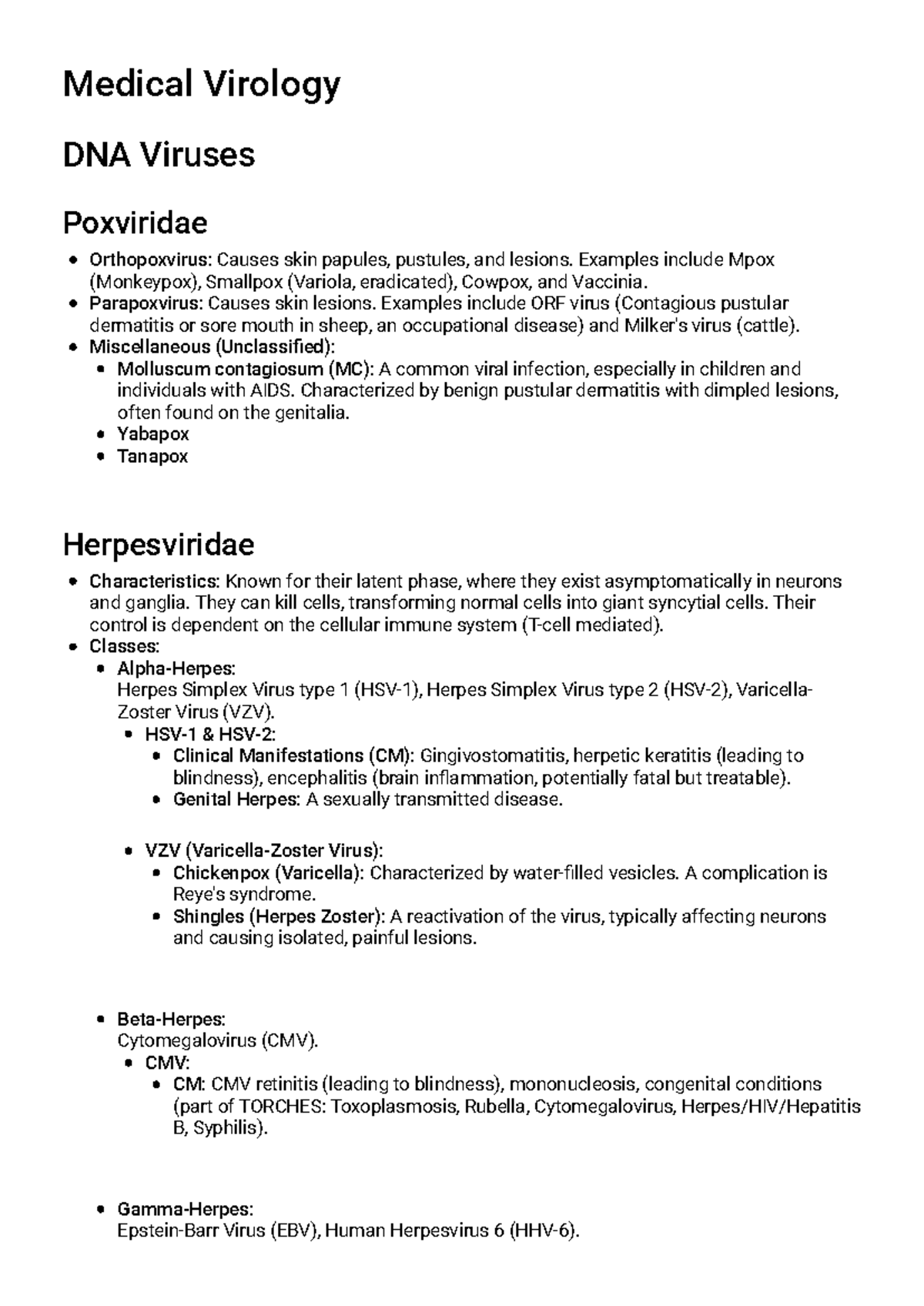 Medical Virology Study Guide: DNA Viruses Overview and Clinical ...